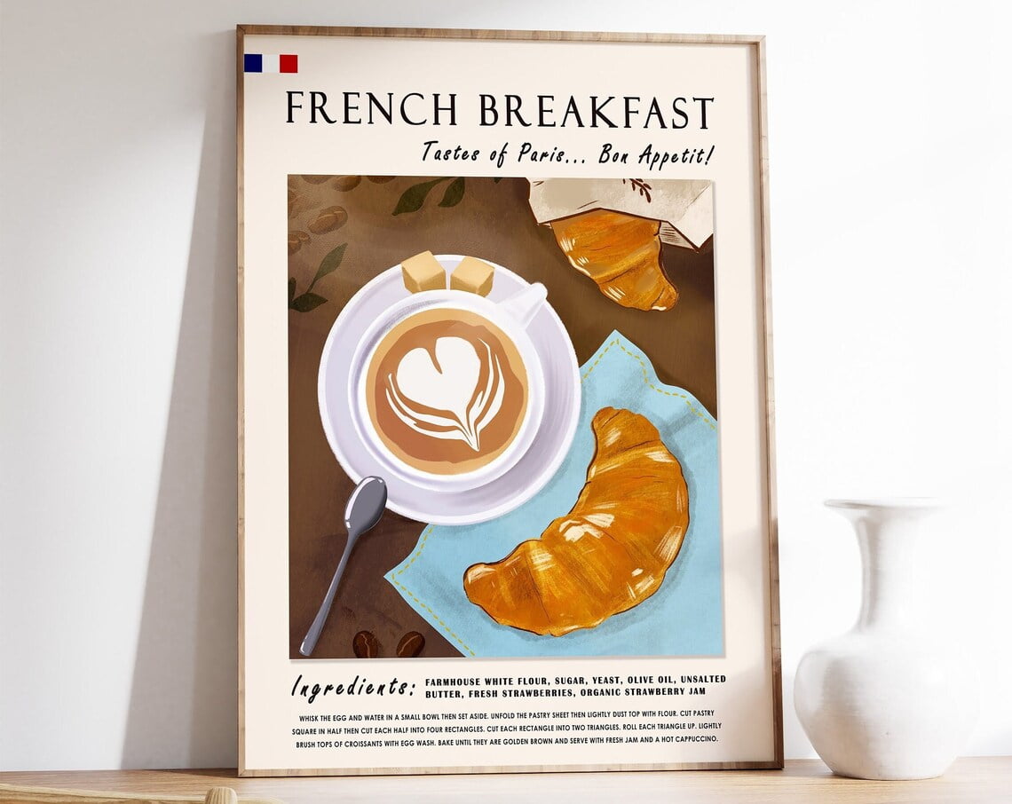 French Breakfast Food Poster, Art Poster, French Print, France Art ...