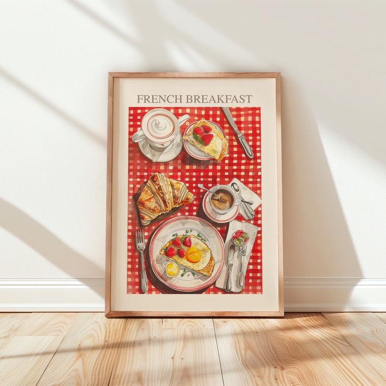French Breakfast Poster | Watercolor Kitchen Wall Art | Cozy Brunch ...