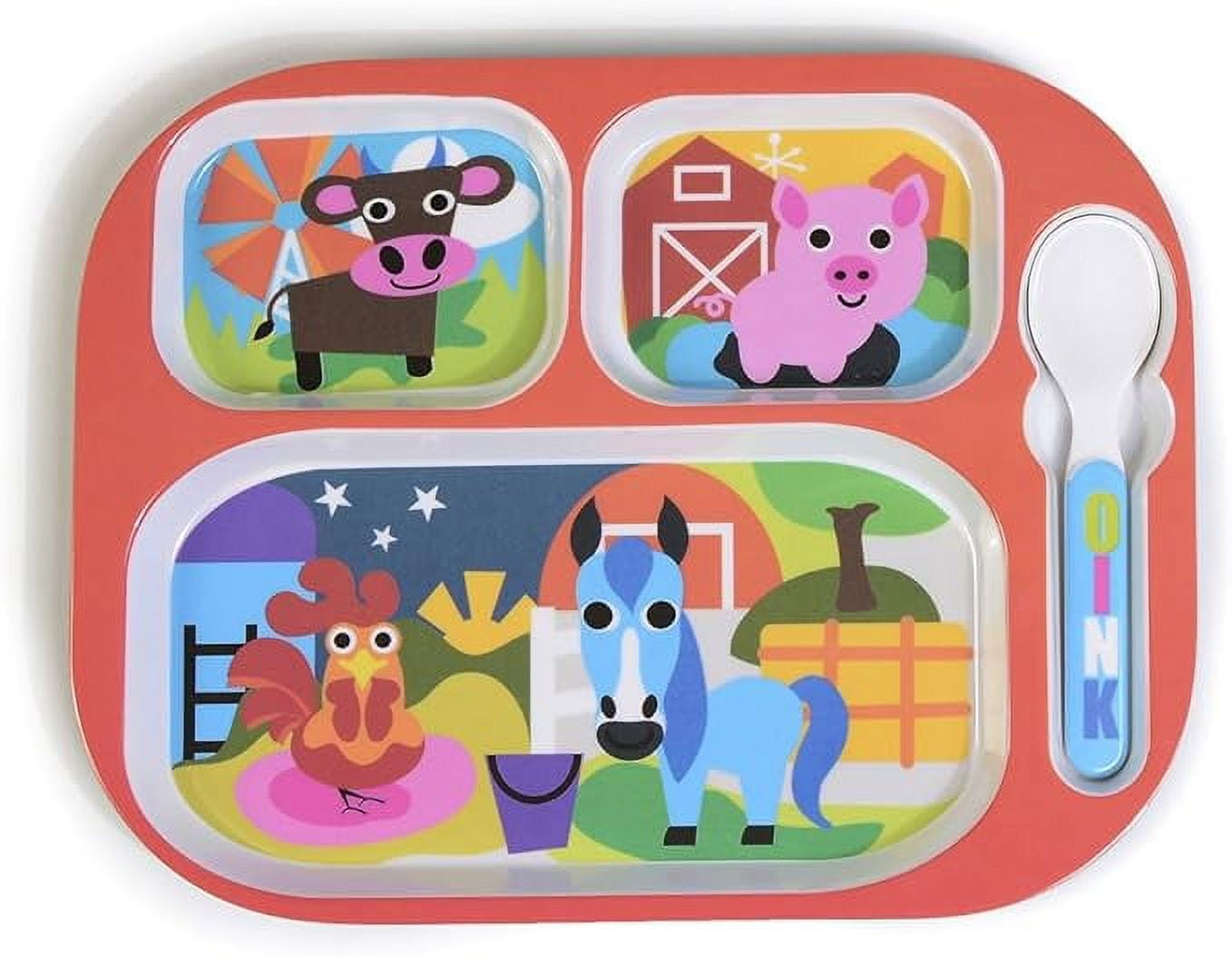 French Bull 11" Kids Everyday Tray - Divided Tray and Spoon Set, Farm ...
