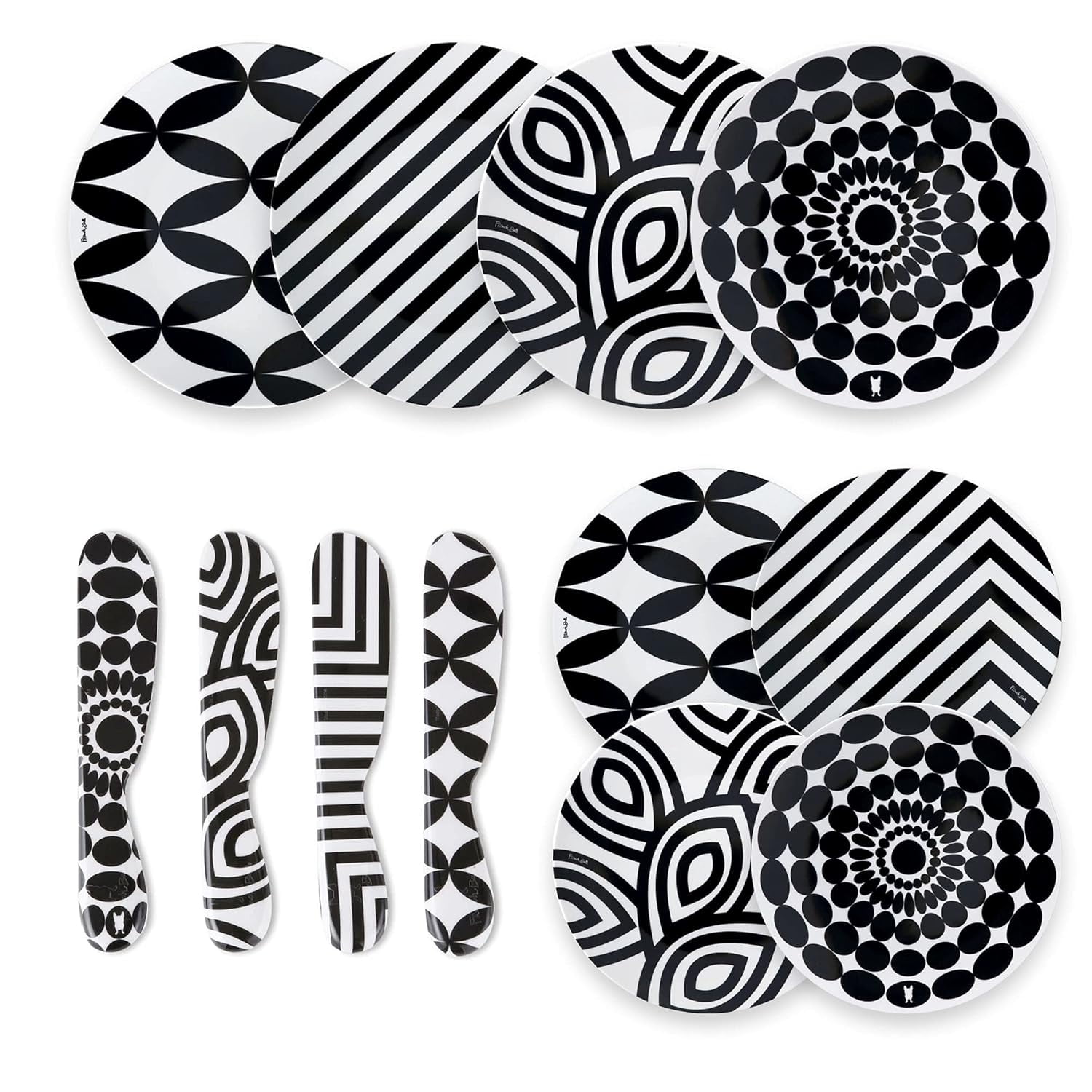 French Bull 12Piece Dinnerware Set Black White - Walmart.com