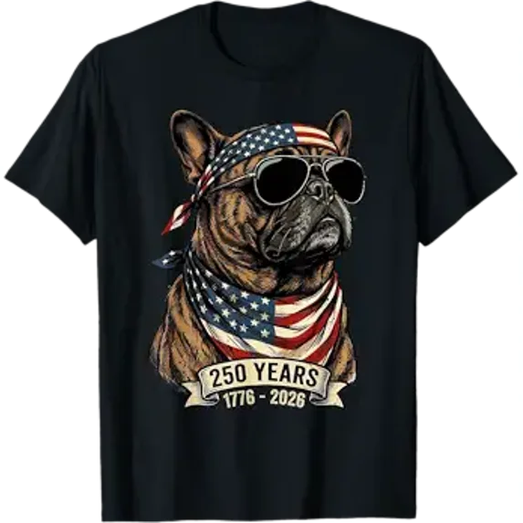 French Bulldog 250 Years USA Flag 1776-2026 Anniversary T-Shirt, Unisex ...