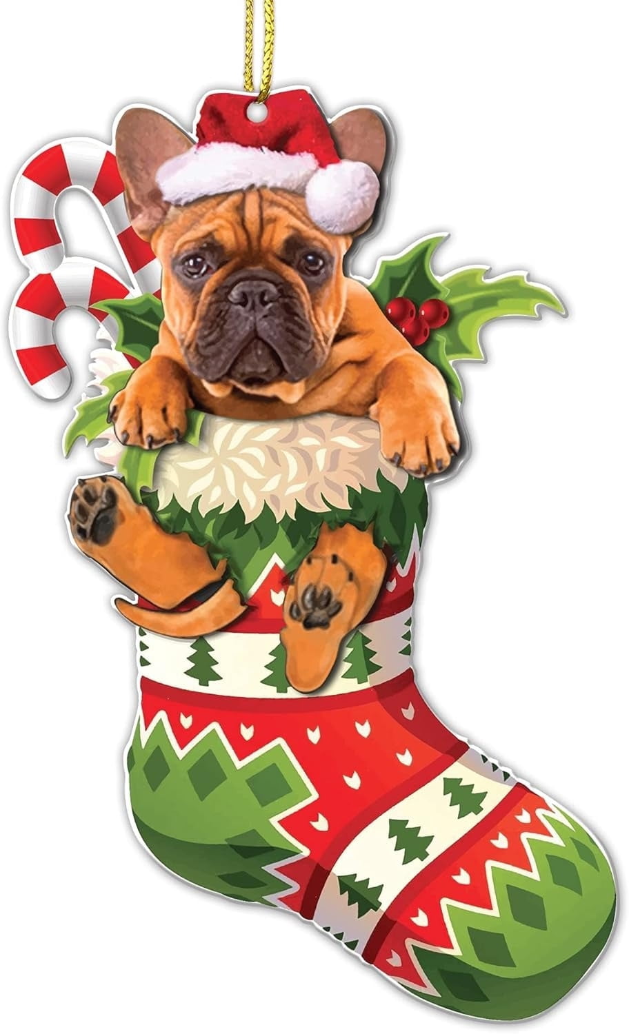 French Bulldog Acrylic Christmas Ornament – Frenchie Puppy in Stocking ...
