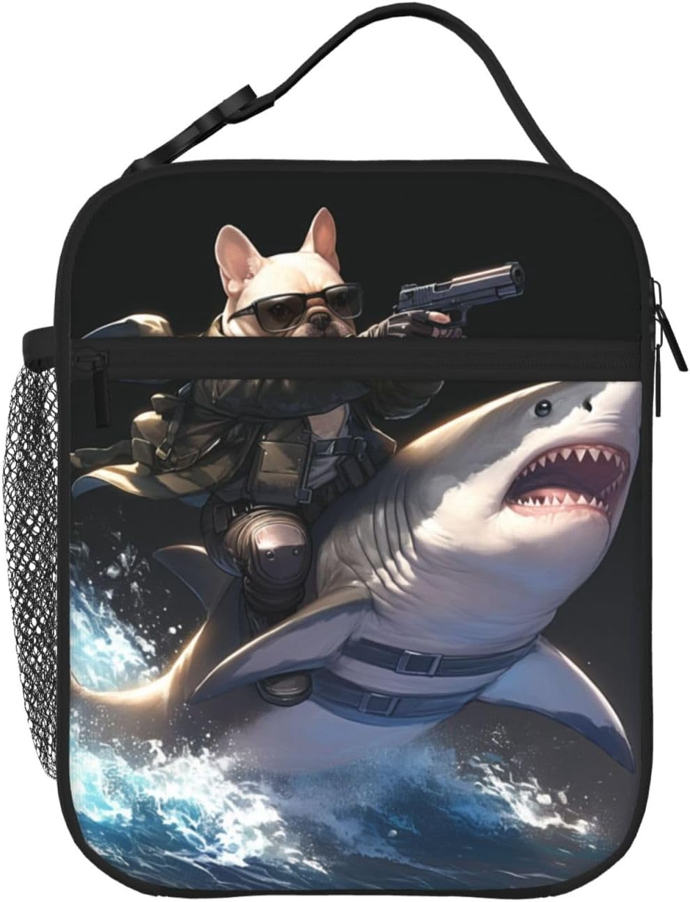 French Bulldog Angry Shark Wave Lunch Box - Insulated Lunch Bags For ...