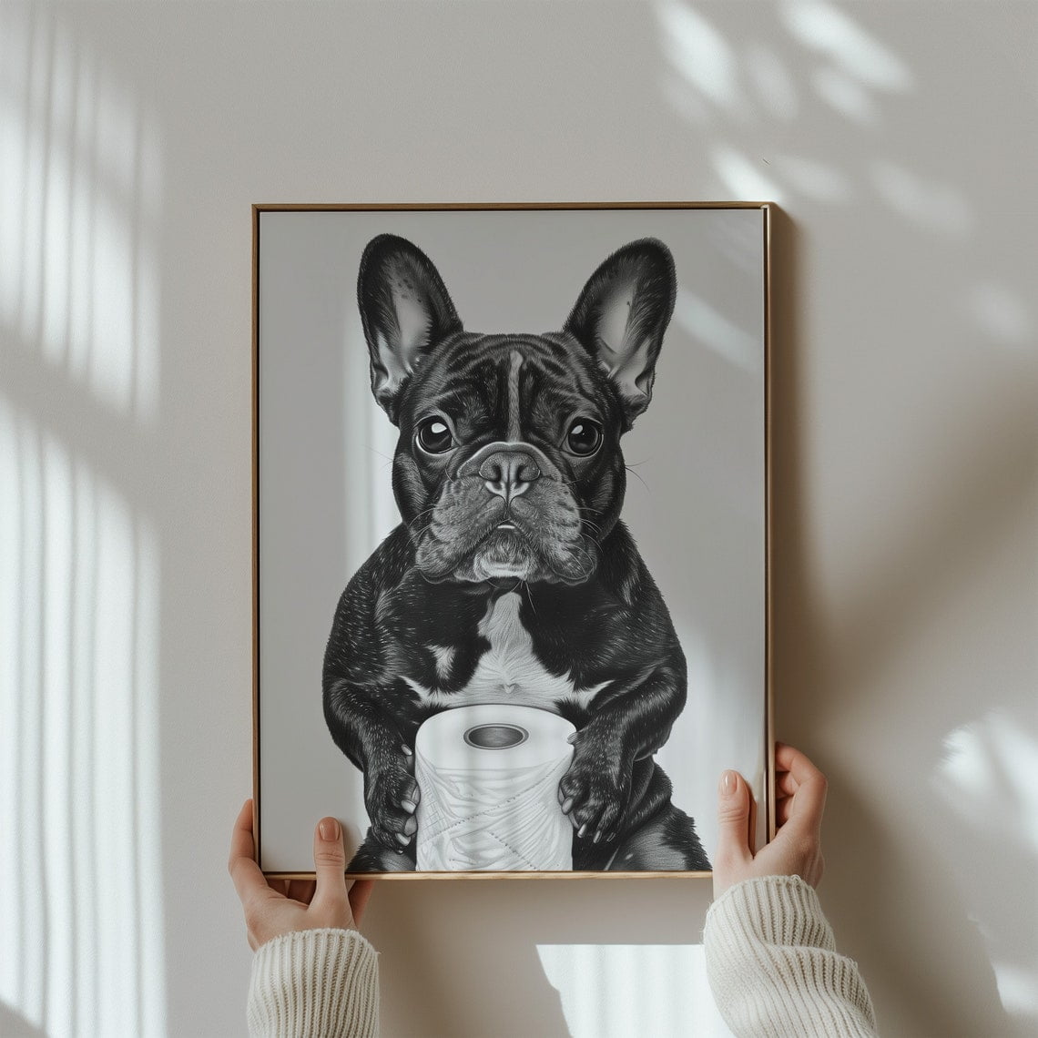 French Bulldog Art French Bulldog Gift Restroom Sign Bathroom Decor Dog ...