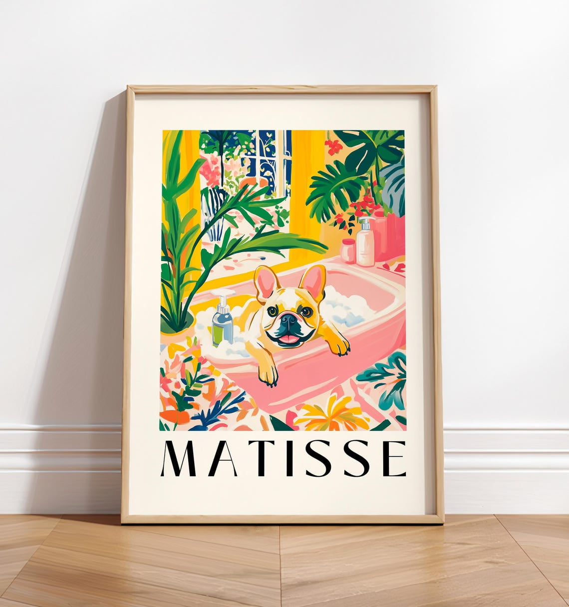 French Bulldog In Bathtub, Funny Bathroom Wall Art, Dopamine Decor, Dog ...