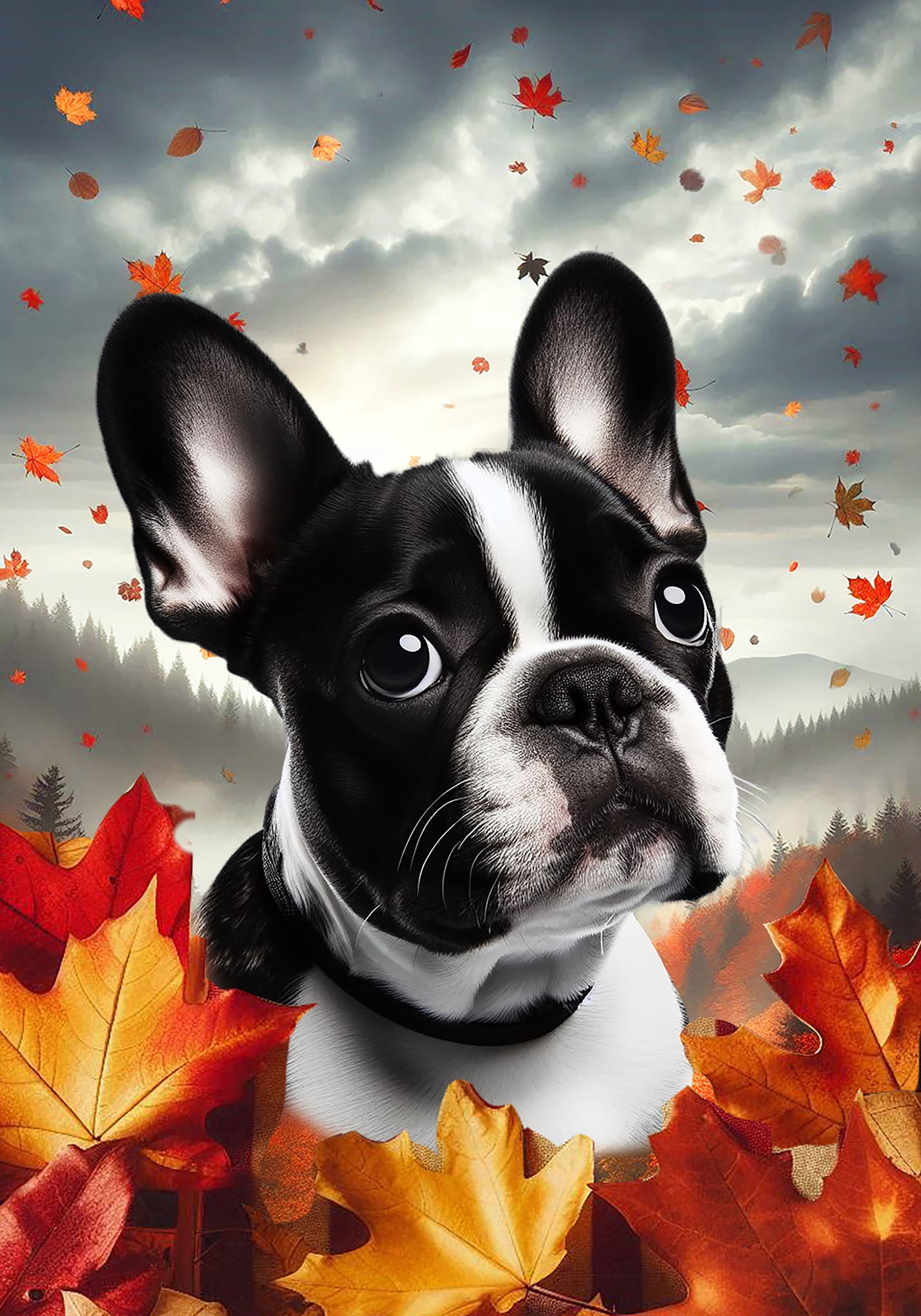 French Bulldog Black/White - Best of Breed Fall Leaves Outdoor House ...