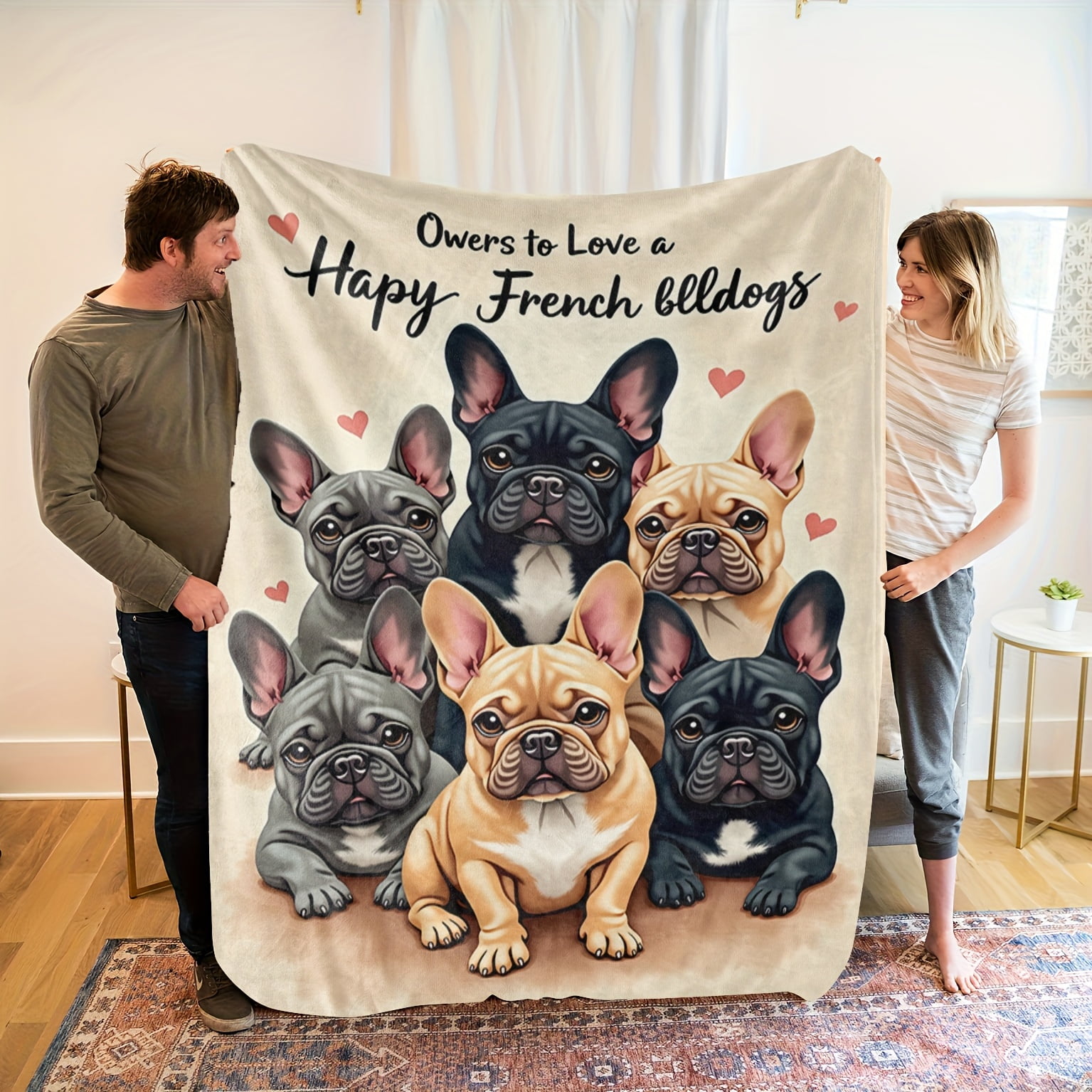 French Bulldog Blanket, Quilted HD Digital Print Frenchie Design ...
