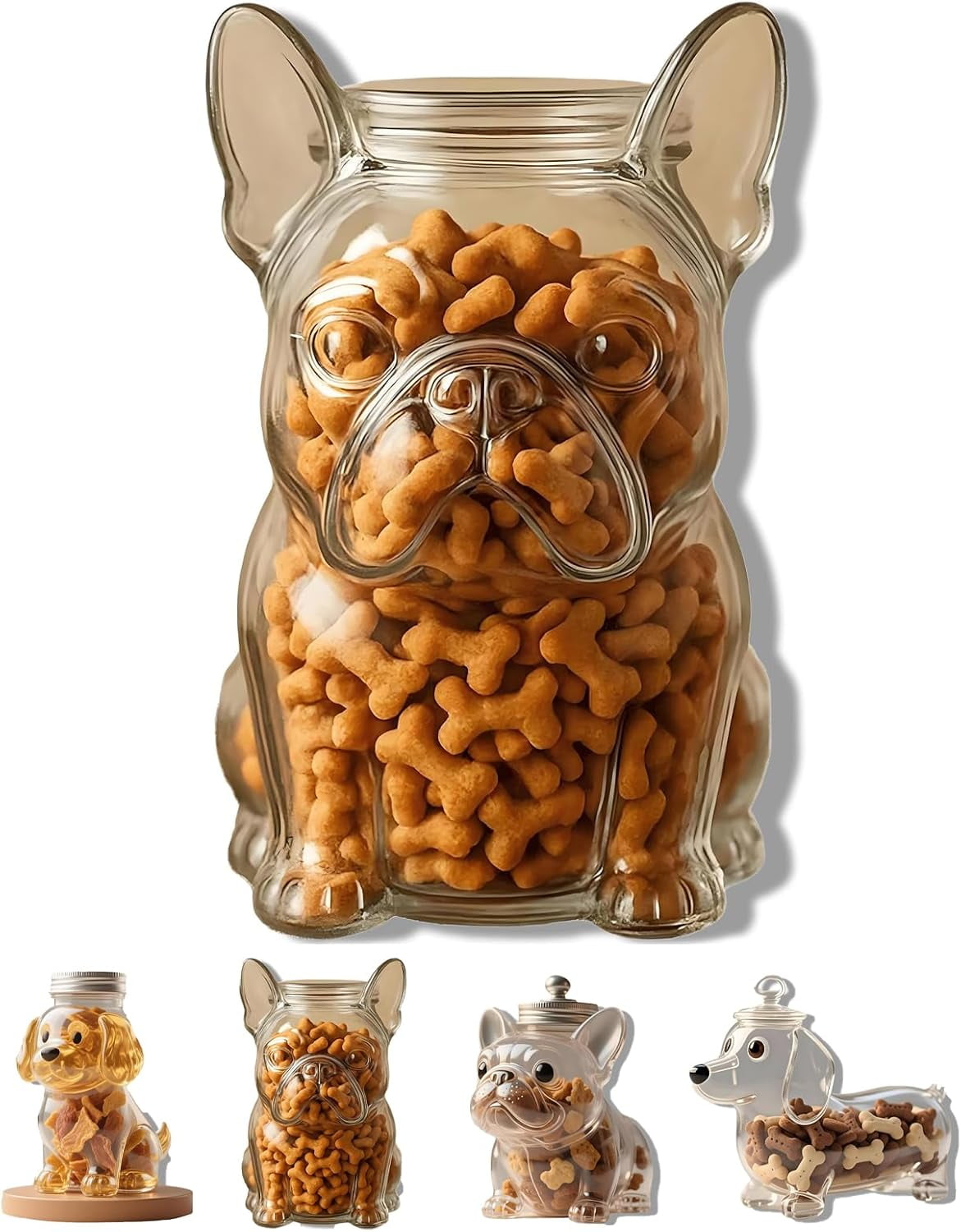 French Bulldog Candy Jar, 2025 New Cute Airtight Dog Snack Container ...