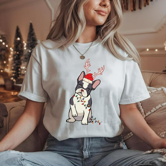 French Bulldog Christmas Dog Mom T-Shirts, Holiday Xmas Party Dog ...