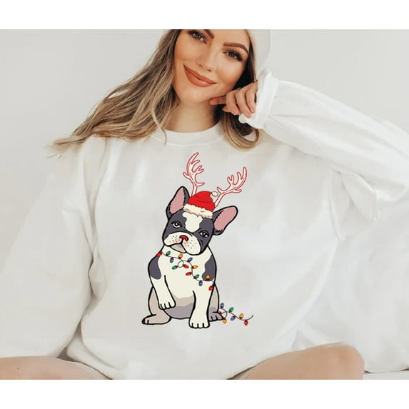 French Bulldog Christmas Unisex T-Shirt, Frenchie Lover Pullover Shirt ...
