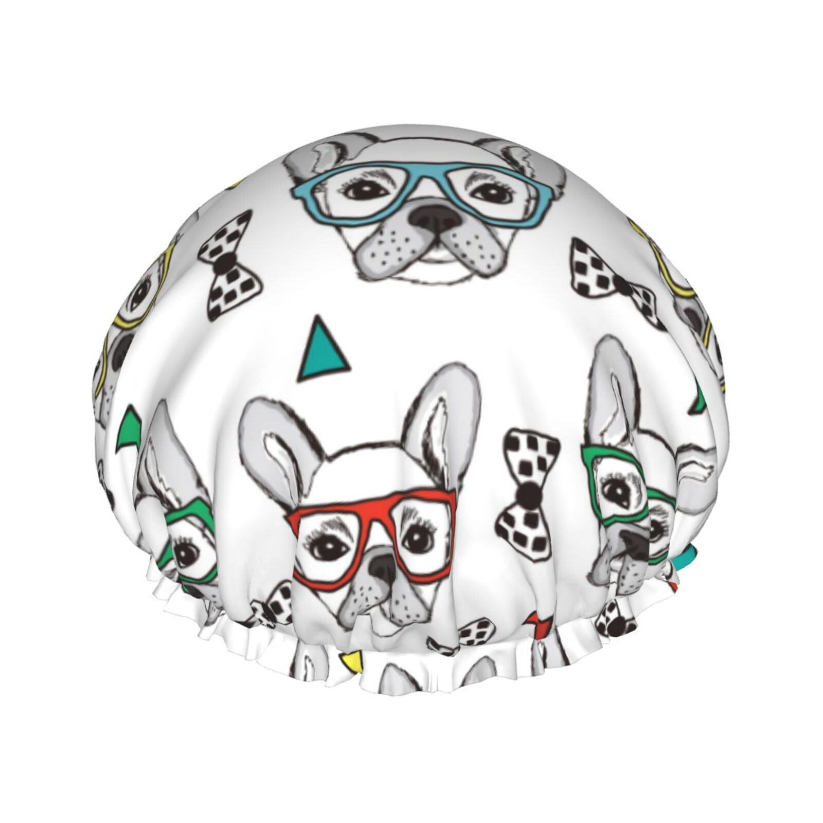 French Bulldog Colored Glasses Shower Cap, Reusable Bath Hair Hat for ...