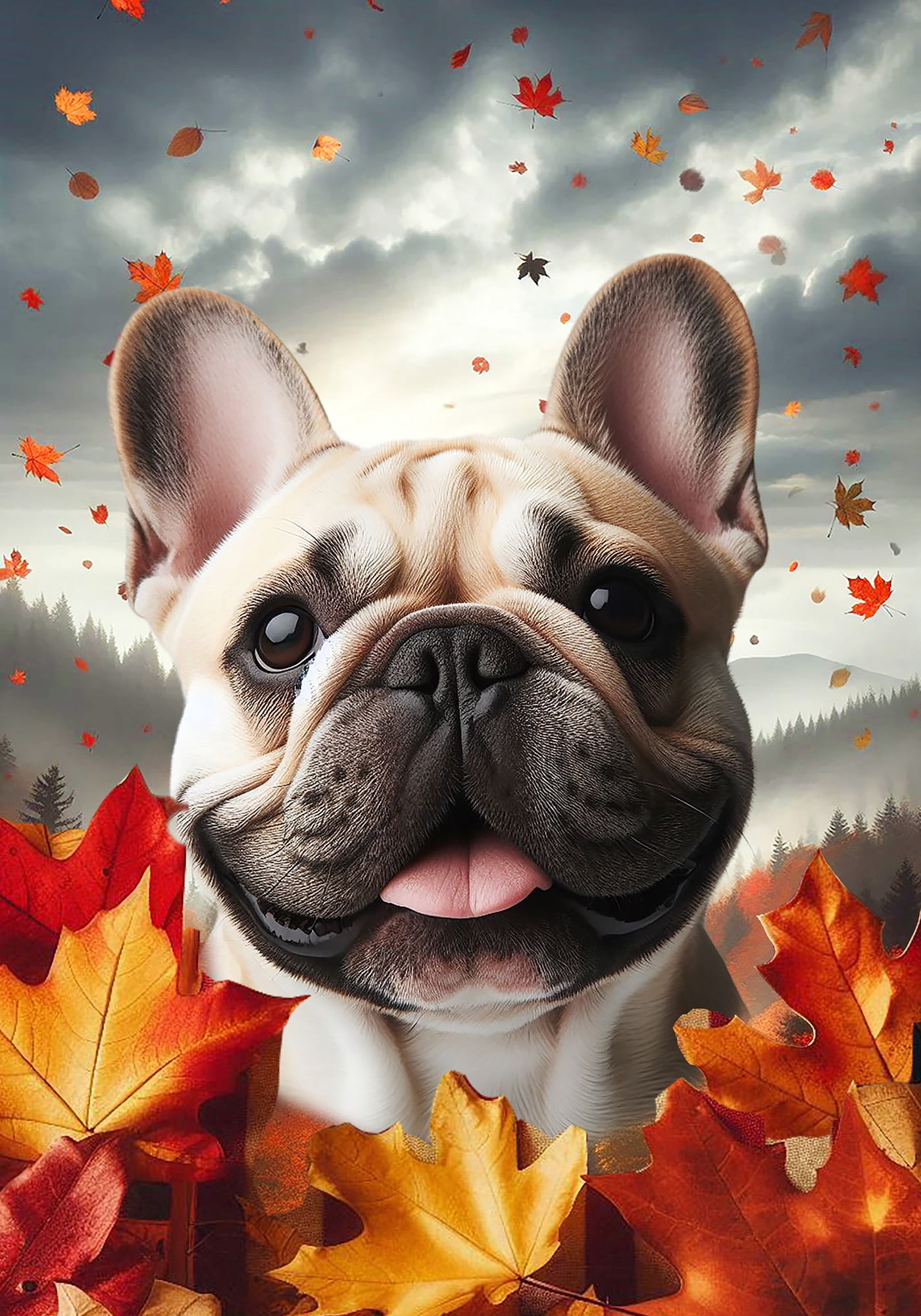 French Bulldog Cream - Best of Breed Fall Leaves Outdoor House Flag 28 ...