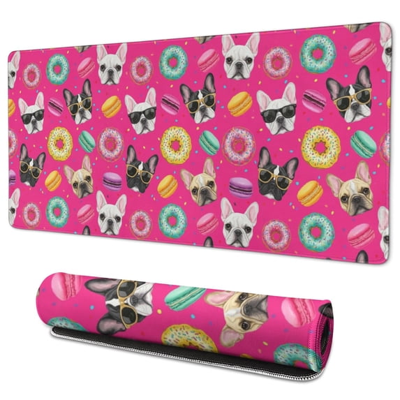 French Bulldog and Donut Pink Pattern Extended Large Mouse Pad ...
