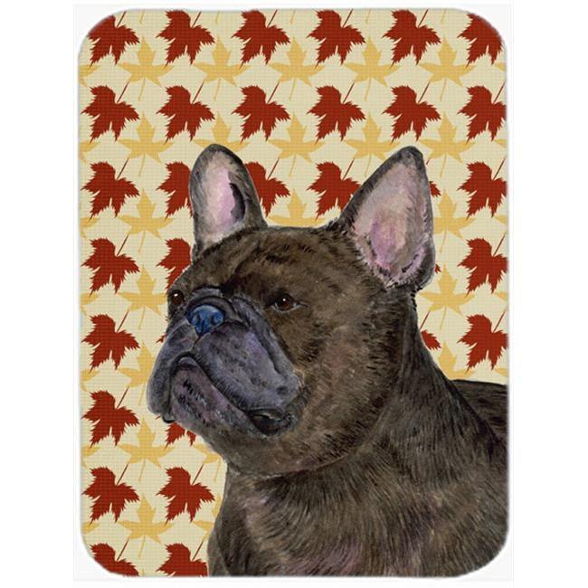 French Bulldog Fall Leaves Portrait Glass Cutting Board - Large ...