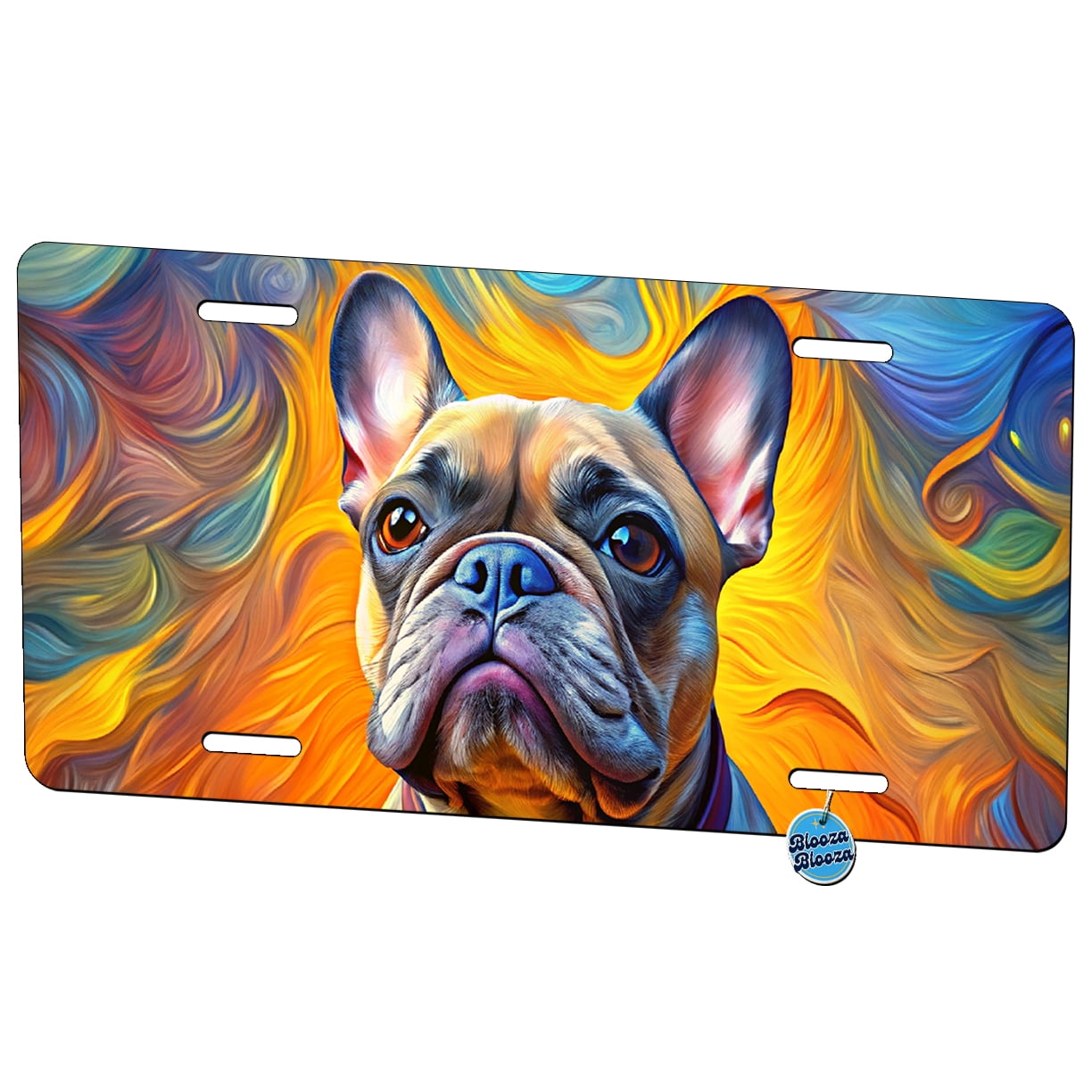 French Bulldog Frenchie Dog Expressionism Art Metal Novelty License ...