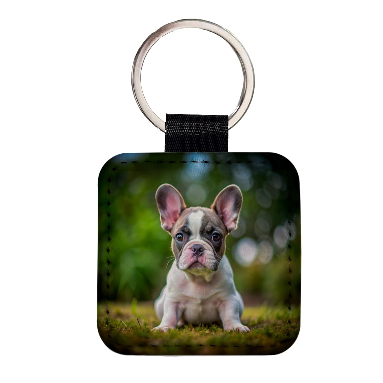 French Bulldog Frenchie Dog Puppy Photo Faux Leather Square Keychain ...