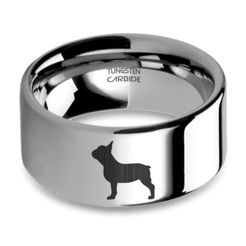 French Bulldog Frenchie Laser Engraved Tungsten Carbide Ring, 10mm ...