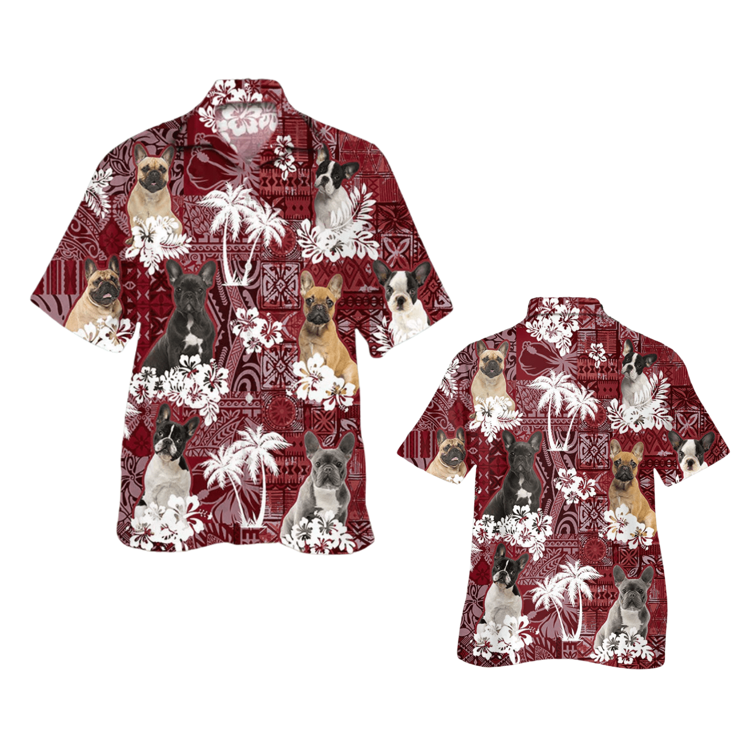 French Bulldog Hawaiian Shirt, Dog Hawaii Aloha Beach Shirt Red Tribal ...
