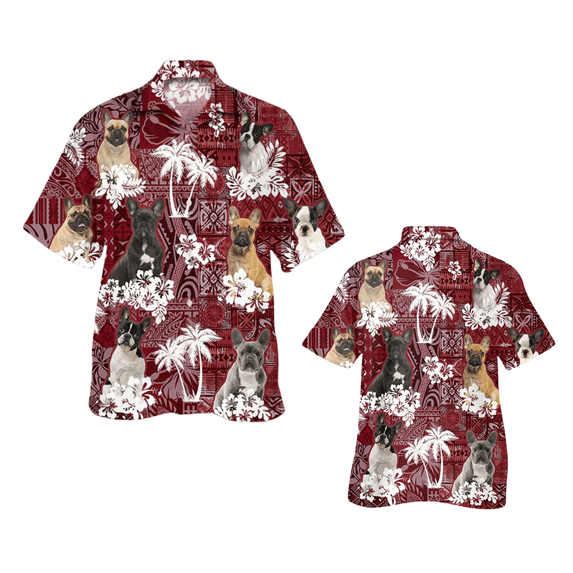 French Bulldog Hawaiian Shirt, Dog Hawaii Aloha Beach Shirt Red Tribal ...