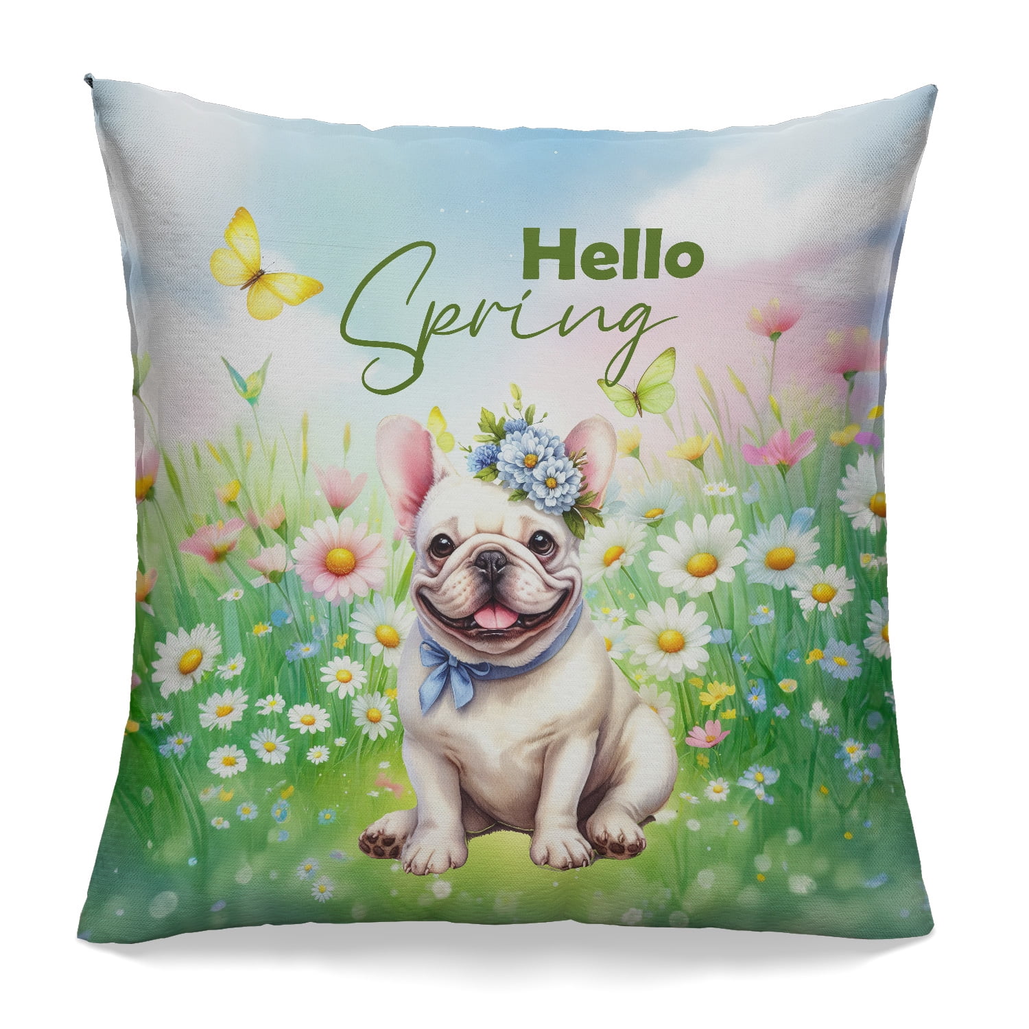 French Bulldog Hello Spring Time Flower Floral Nature Pillowcase Double ...