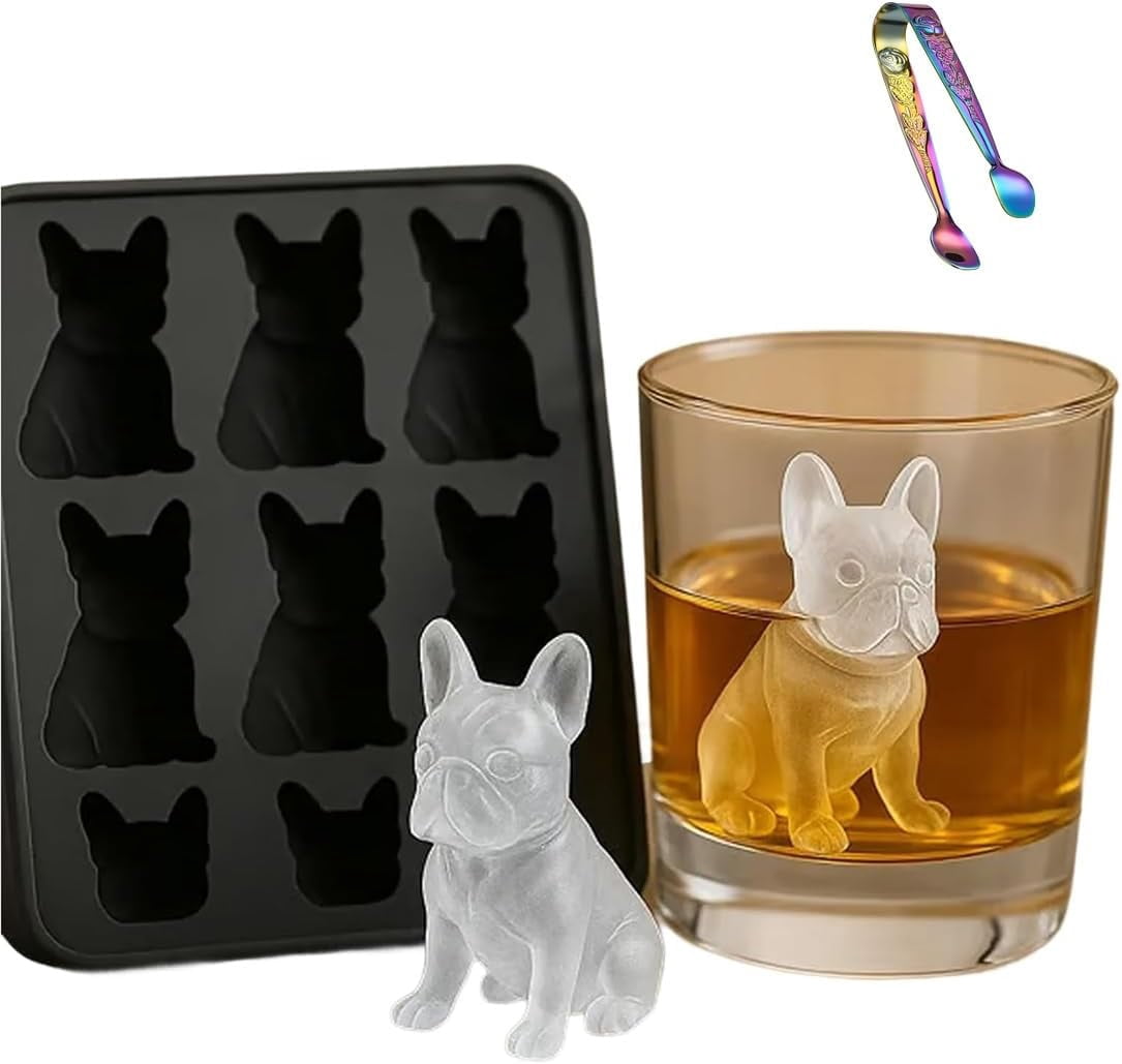 French Bulldog Ice Mold Set, Animal Shaped Ice Cube Mold with Lid ...