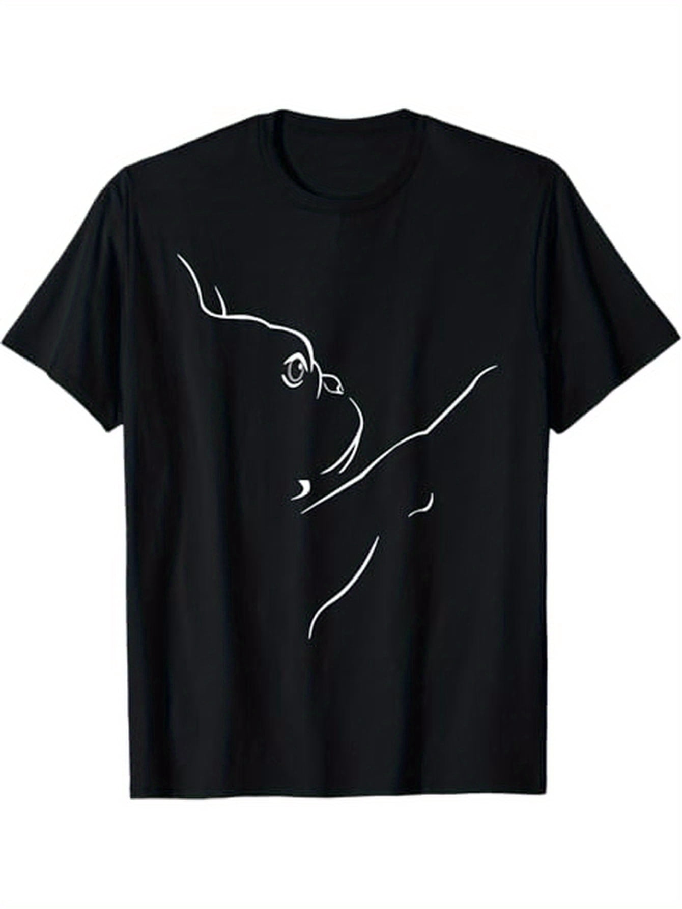 French Bulldog Illustration Line Art Bulldog Lovers T-Shirt, 100% ...