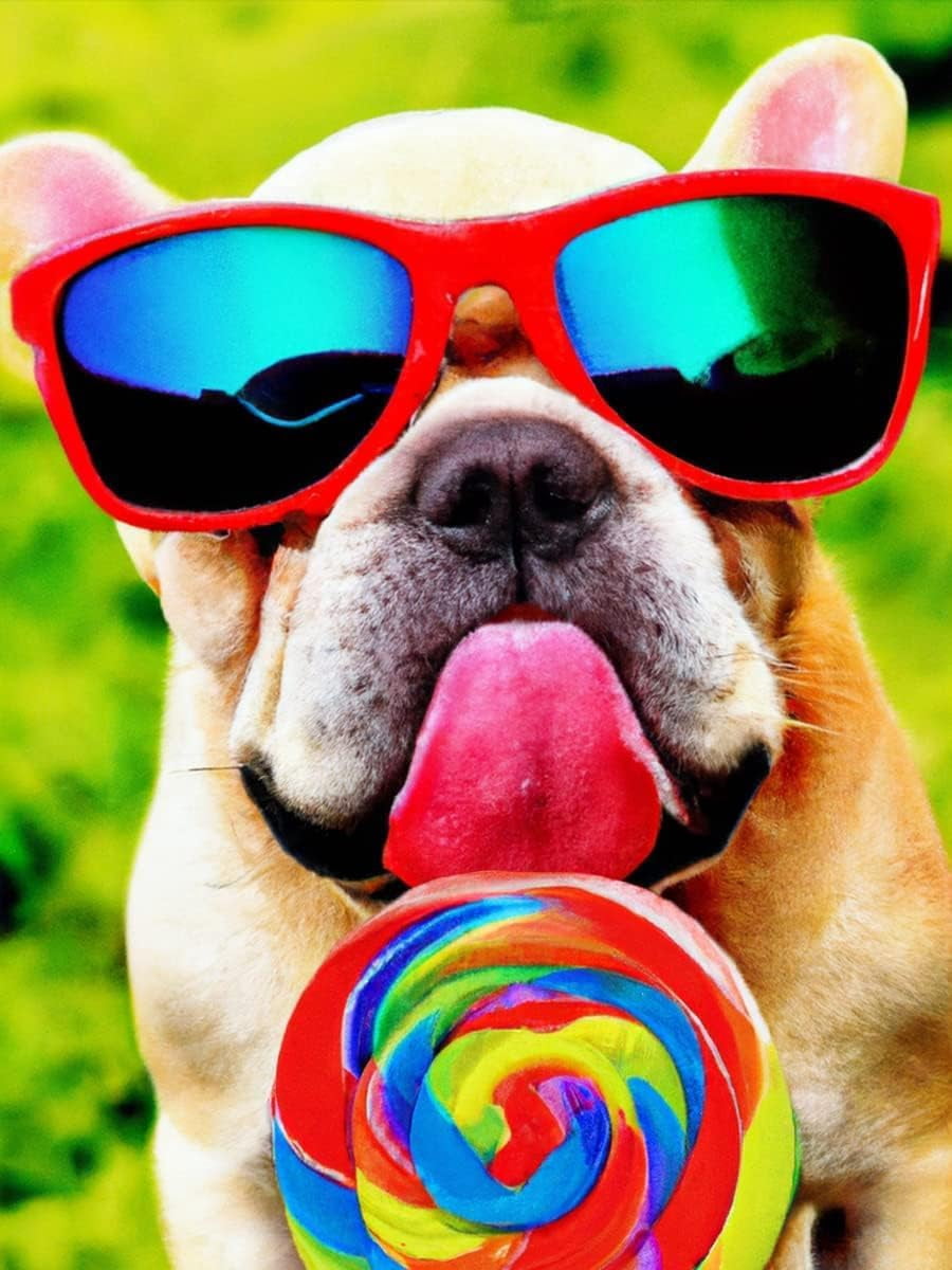 French Bulldog Jigsaw Puzzle for Adults, Lollipop Sunglasses Dog ...