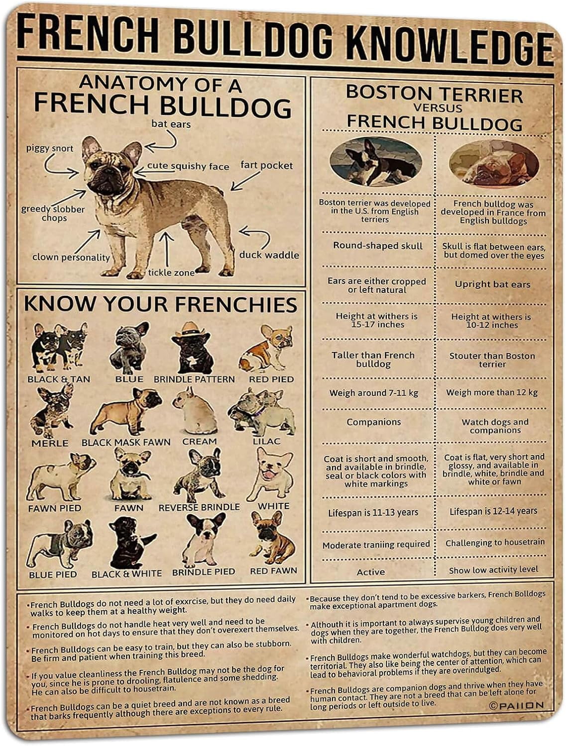 French Bulldog Knowledge Metal Tin Sign How to Understand Bulldog ...