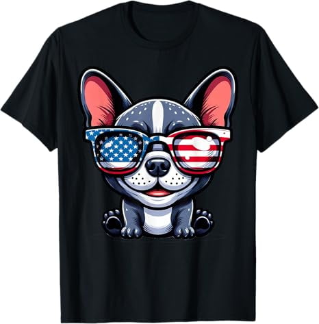 French Bulldog Patriotic American Flag USA Frenchie Dog T-Shirt ...