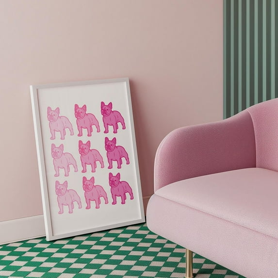 French Bulldog Pink Frenchie Print Retro Dog Decor Girly French Bulldog ...