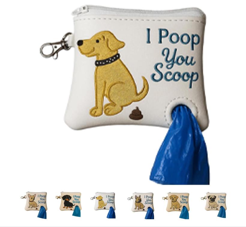 French Bulldog Poop Bag Holder, Dog Waste Bag Dispenser with Clip for ...