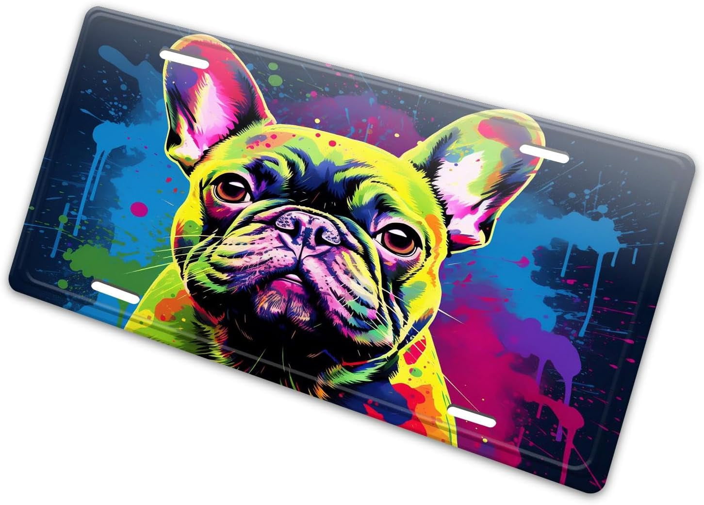 French Bulldog Pop Art Creative License Plate Cover - Artistic Aluminum ...