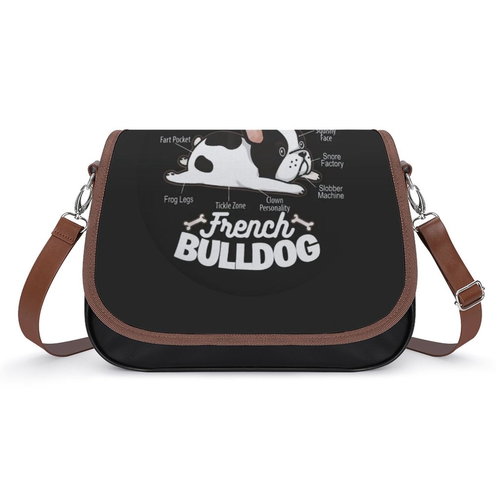 French Bulldog Pu Leather Shoulder Bag Essential For Daily Travel ...