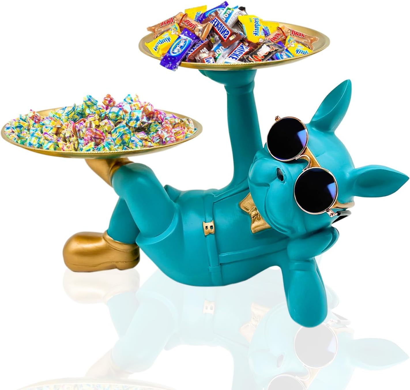 French Bulldog Resin Tray Statue, Lying Bulldog Candy Dish Key Holder ...
