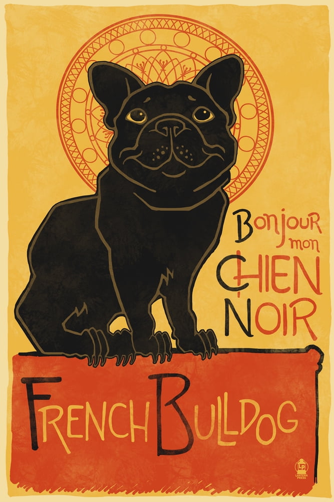French Bulldog, Retro Chien Noir Ad (16x24 Giclee Gallery Art Print ...