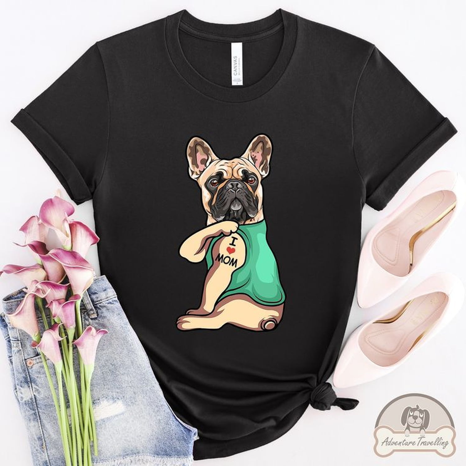 French Bulldog S1Hirt, I Love Mom, Frenchie Mum Gift, Frenchie Dad Gift ...