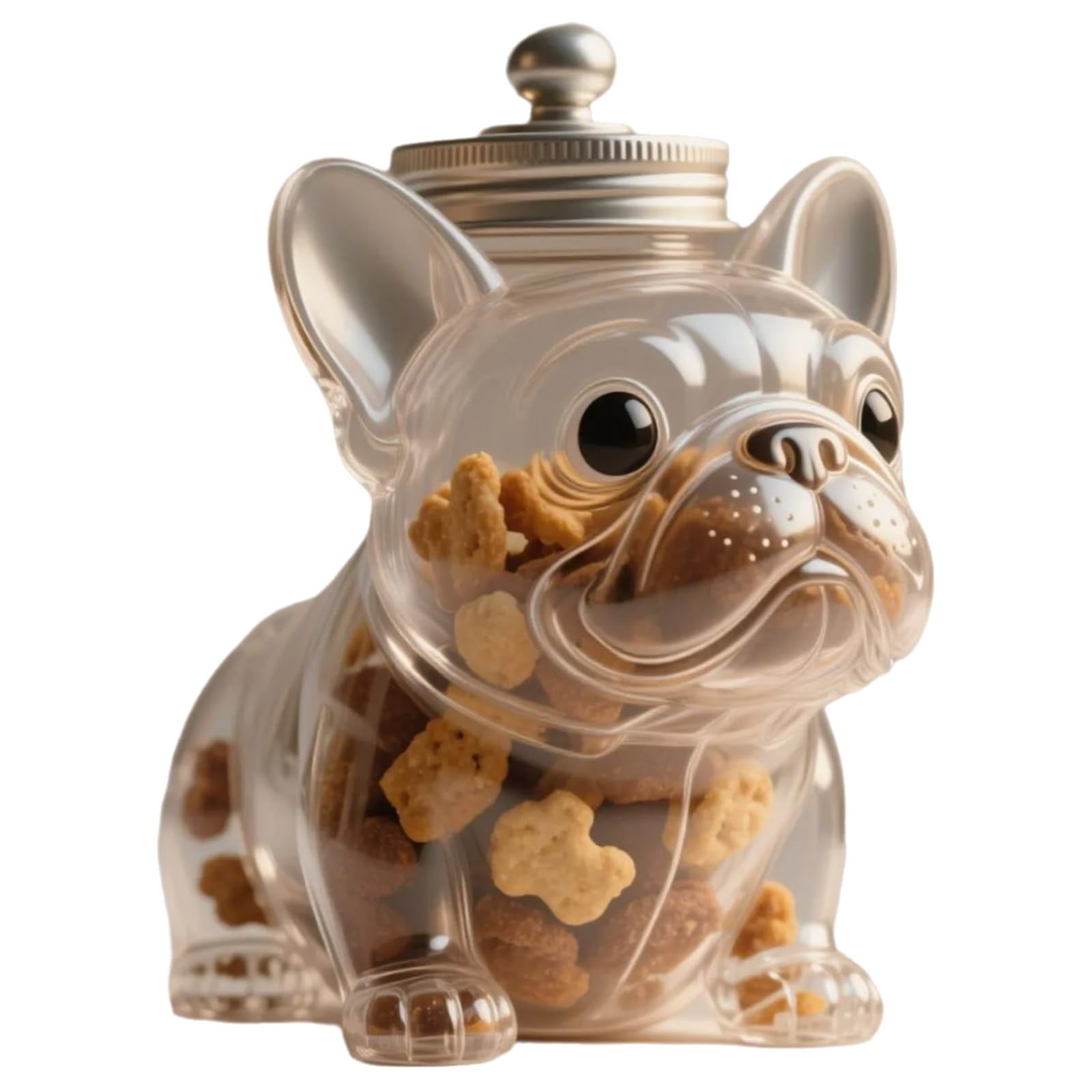 French Bulldog Shaped Glass Treat Jar with Airtight Lid, Decorative Dog ...