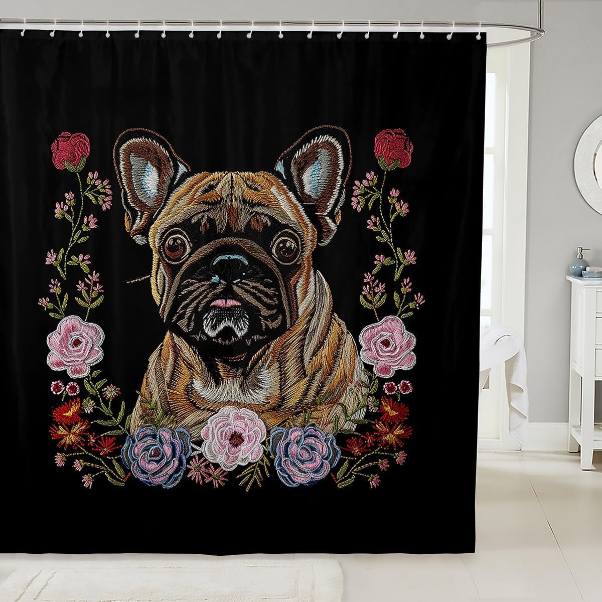 French Bulldog Shower Curtain for Kids Child,Puppy Bath Curtain ...