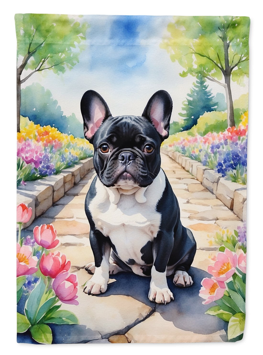French Bulldog Spring Path House Flag 28 in x 40 in - Walmart.com