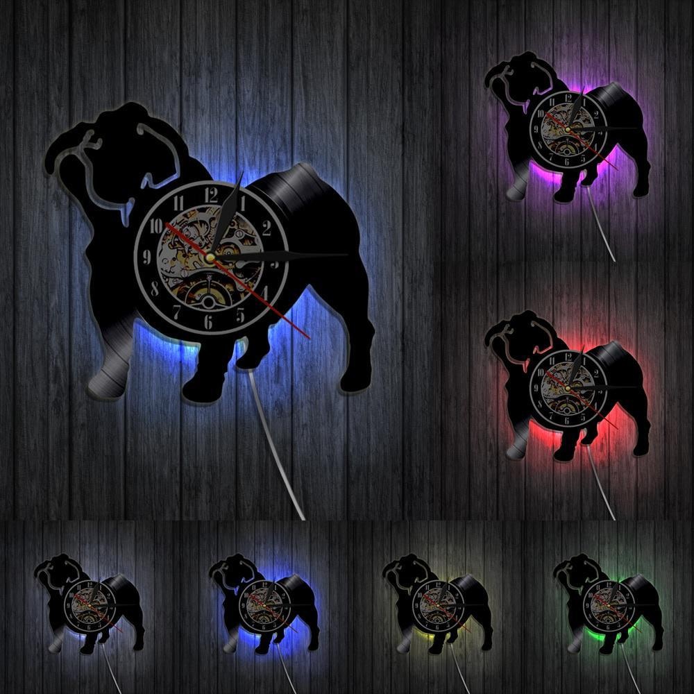 French Bulldog Vinyl Record Clock Pet Cute Animal Home Wall Decor Retro ...