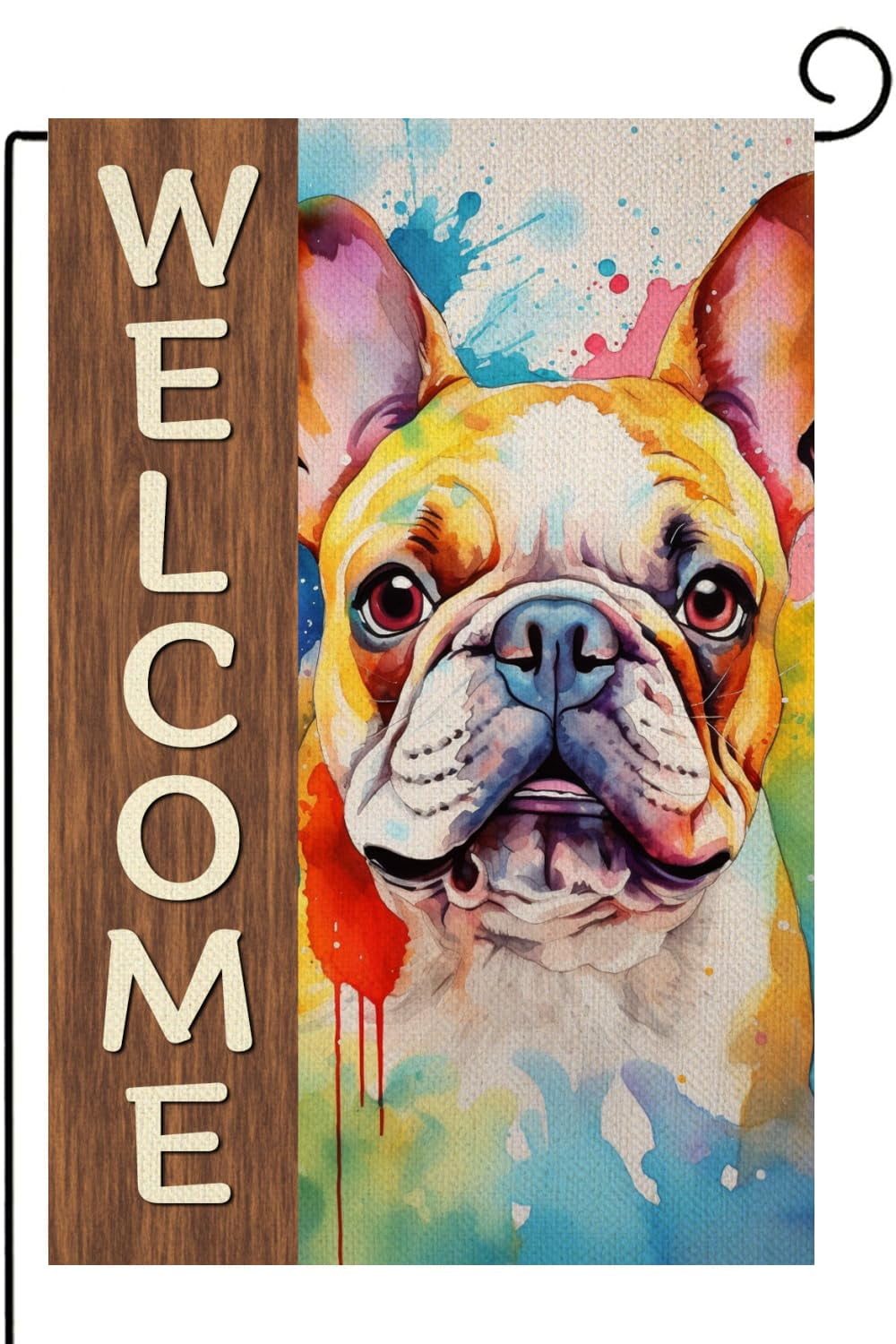 French Bulldog Welcome Garden Flag Dogs Paw Prints Spring Yard Flag Pet ...