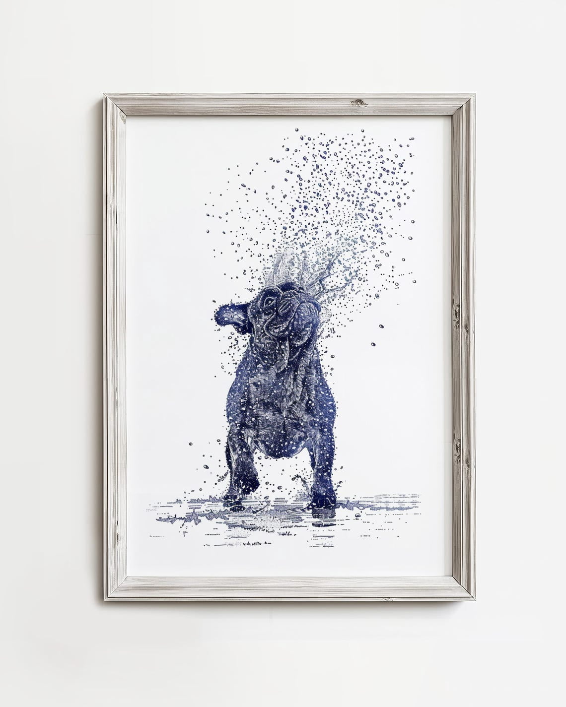French Bulldog Wet Dog Shake Summertime Sketch Happy Lover Lake Coastal ...