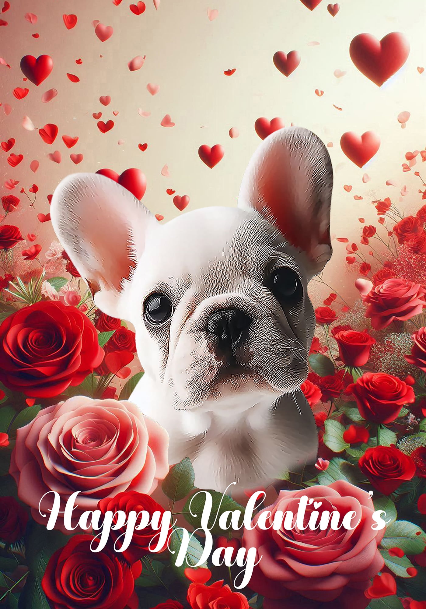 French Bulldog White - Best of Breed Valentines Day Outdoor House Flag ...