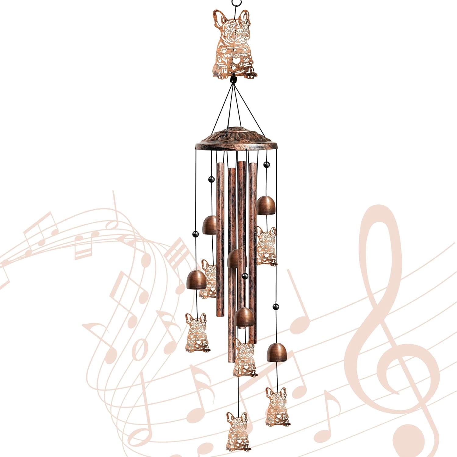 French Bulldog Wind Chimes for Outside, Decorative Wind Chimes French ...
