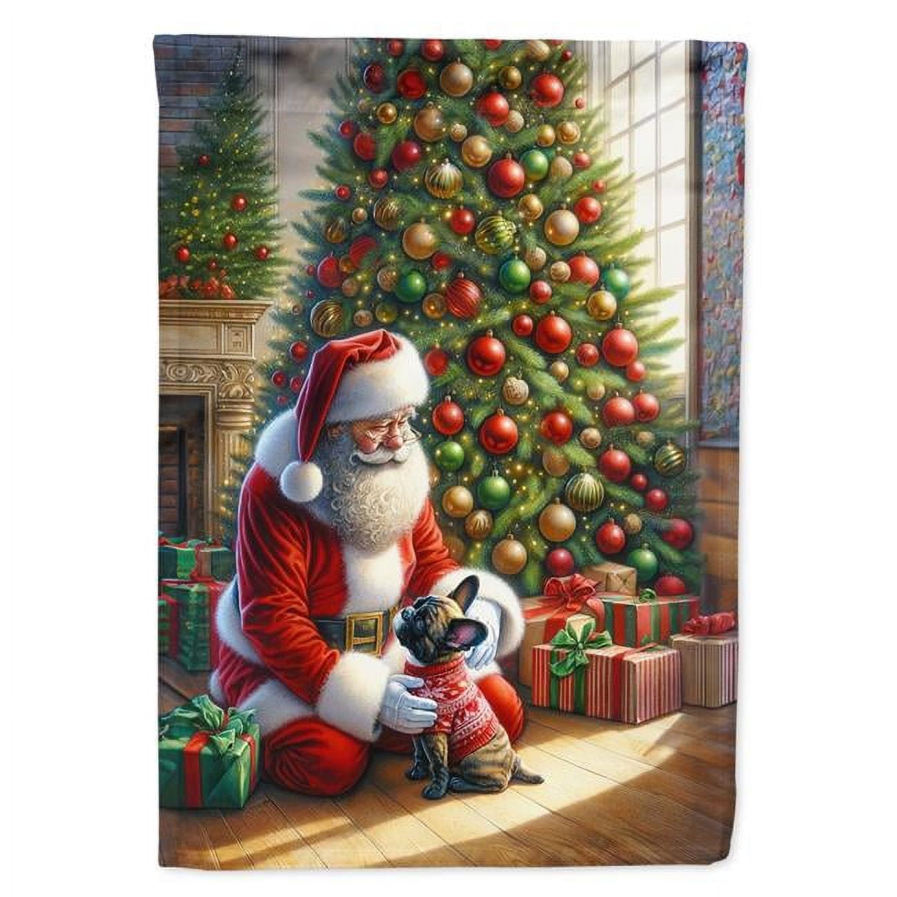 French Bulldog and Santa Claus House Flag 28 in x 40 in - Walmart.com