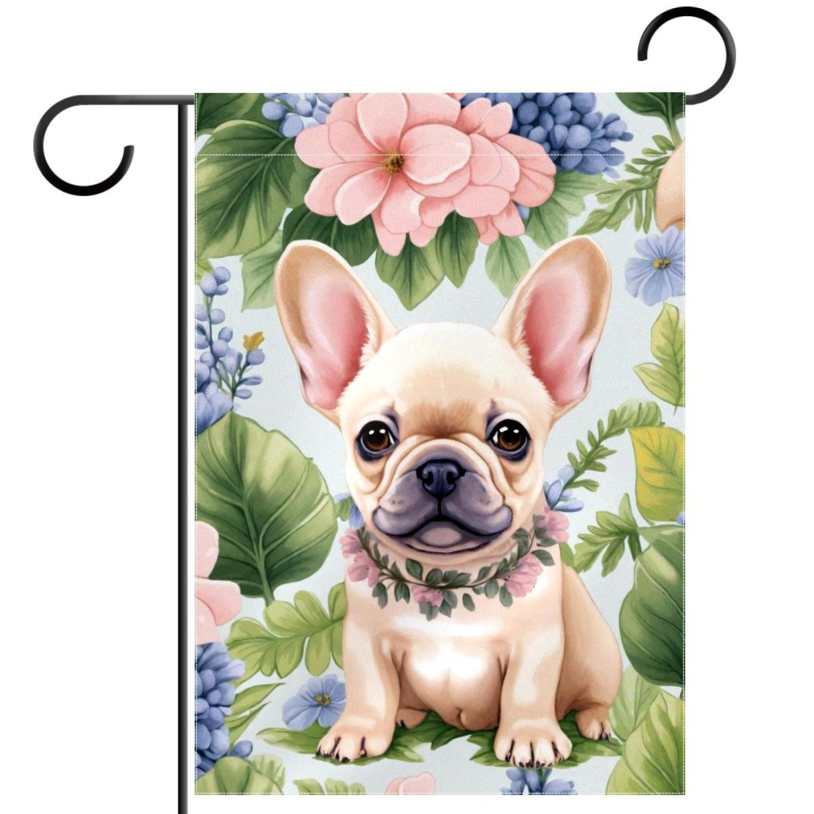 French Bulldog puppy Seamless Aesthetic Pattern Garden Flag Double ...