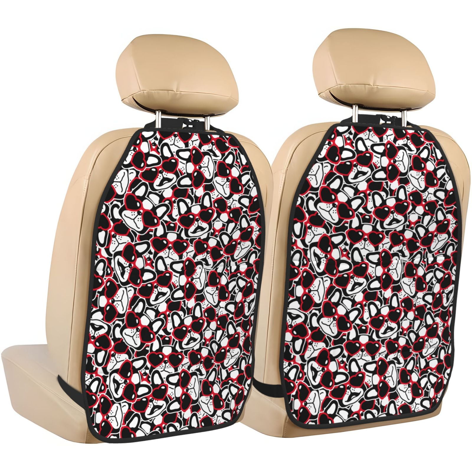 French Bulldog1 Backseat Car Organizer, 2 Pack Kick Mats Back Seat ...