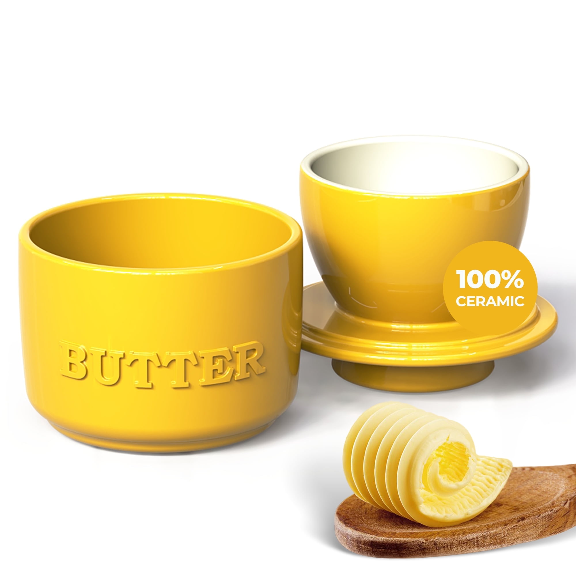French Butter Crock - Sunflower - Ceramic Butter Container that ...