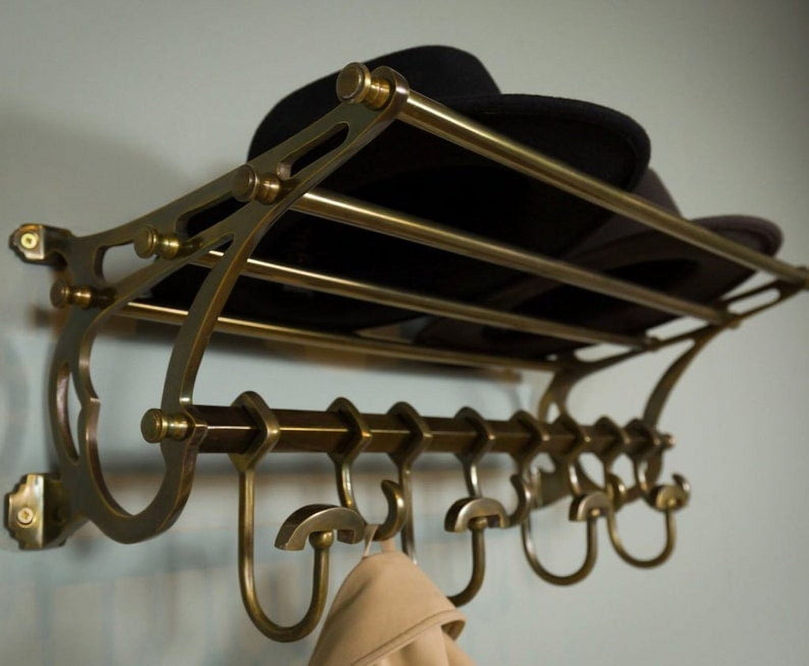 French Vintage Luxury Wall Mounted Coatrack, Luggage Rack, Train Rack ...