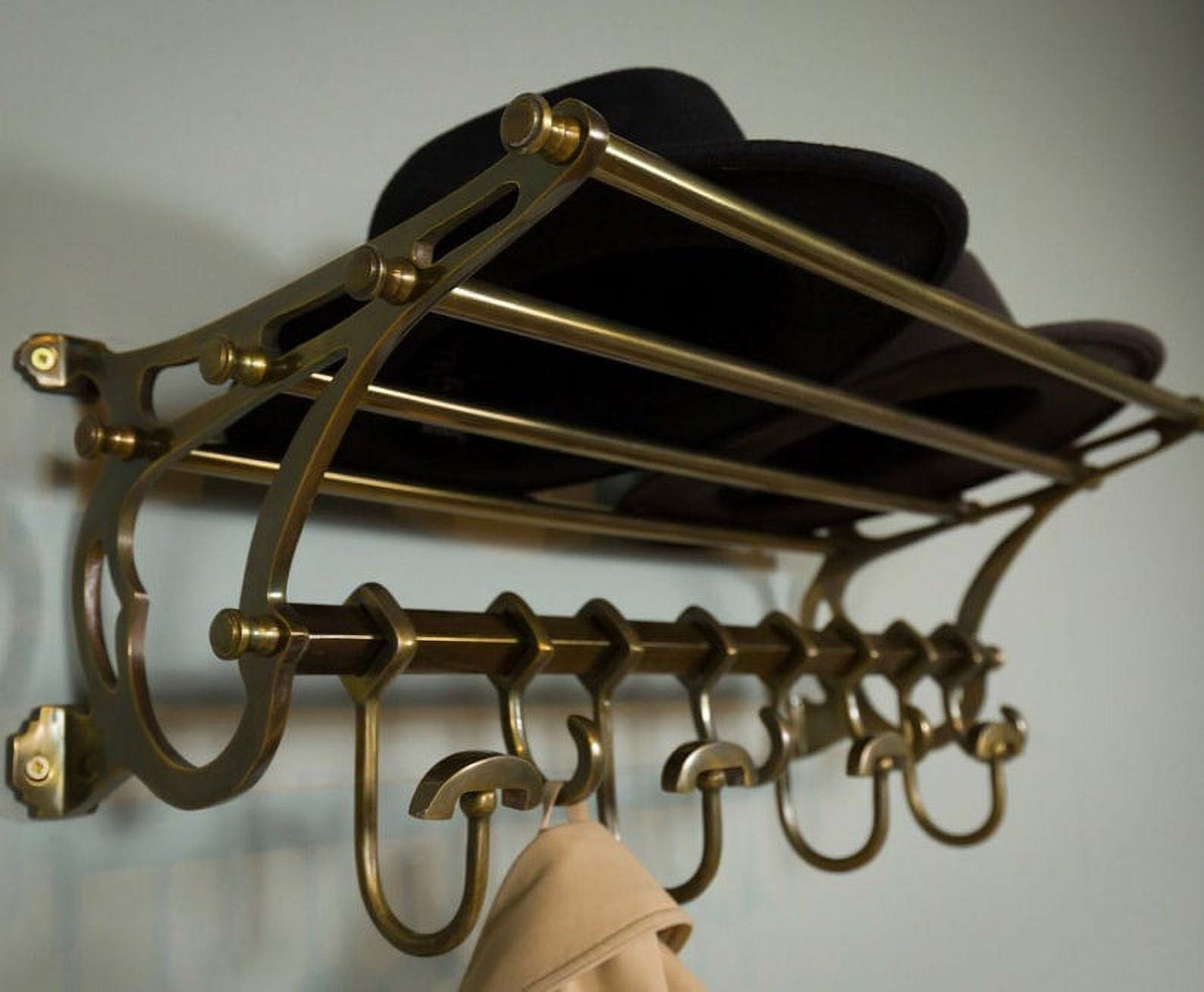 French Vintage Luxury Wall Mounted Coatrack, Luggage Rack, Train Rack ...
